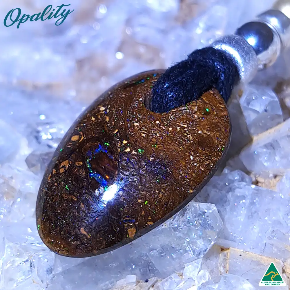 Australian Qld Boulder Opal & 925 Double-sided Drilled Pendant 10ct ...